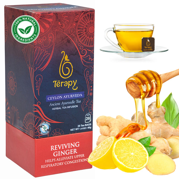 100% Natural Reviving Ginger Tea - Warming Ayurvedic Herbal Tea Blend ...